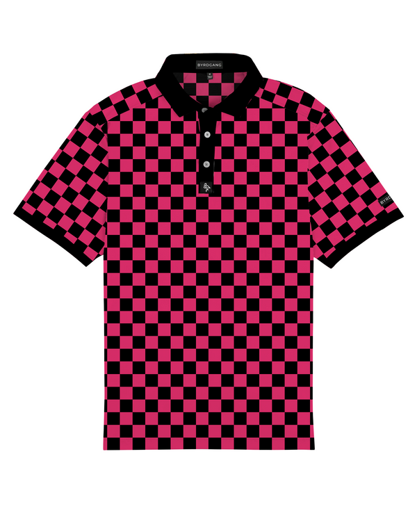 Small Checkers Red & Black Polo – Bold Performance Fit - Groovy Golfer