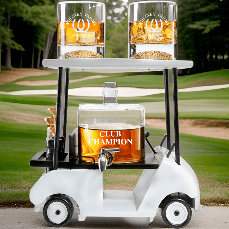 Golf Tournament Golf Cart Decanter Set - Groovy Golfer