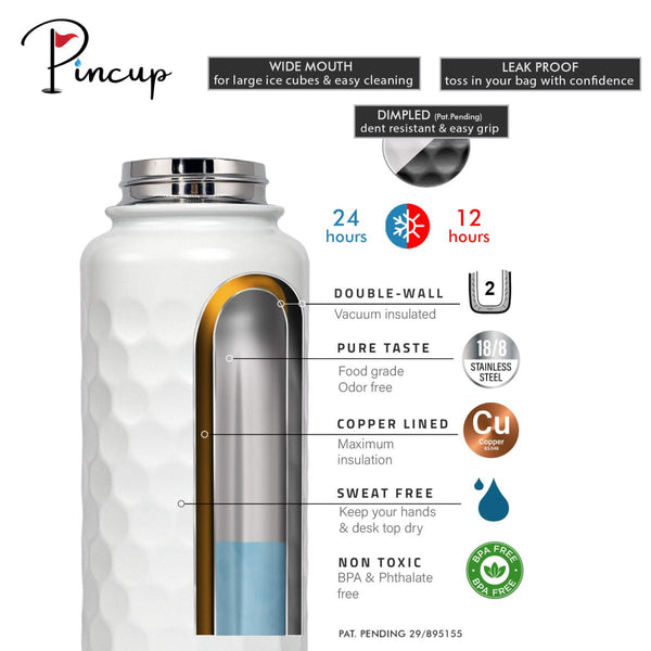 32 oz Golf Ball Textured Water Bottle with White Spout Lid - Groovy Golfer